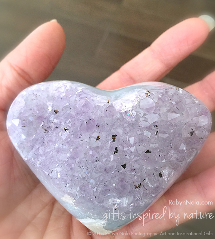 New! Beautiful Lavender Amethyst Agate Geode Heart | Robyn Nola Gifts