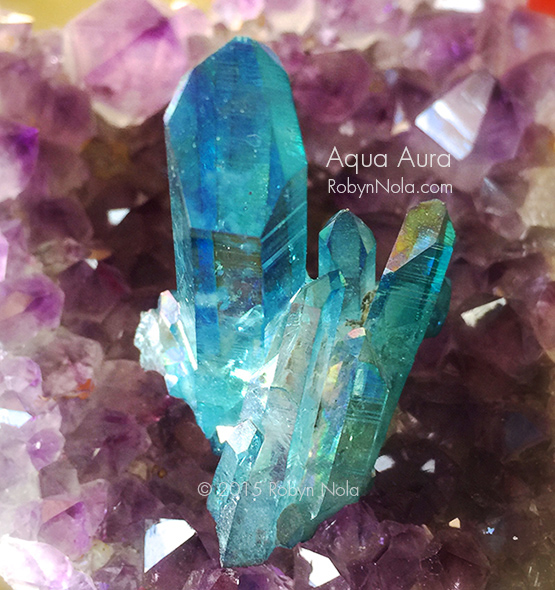 Beautiful Aqua Aura Crystals | Robyn Nola Gifts