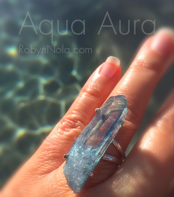New! Aqua Aura Quartz Crystal Point Ring set in sterling silver | Robyn ...